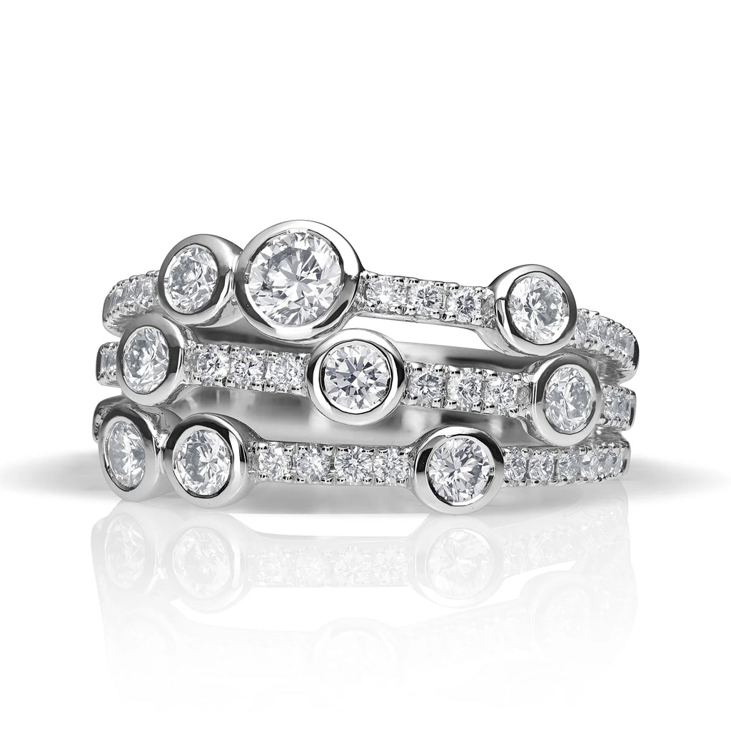 3-Row Celestial Diamond Ring - Saturn - Platinum – Paul Bram