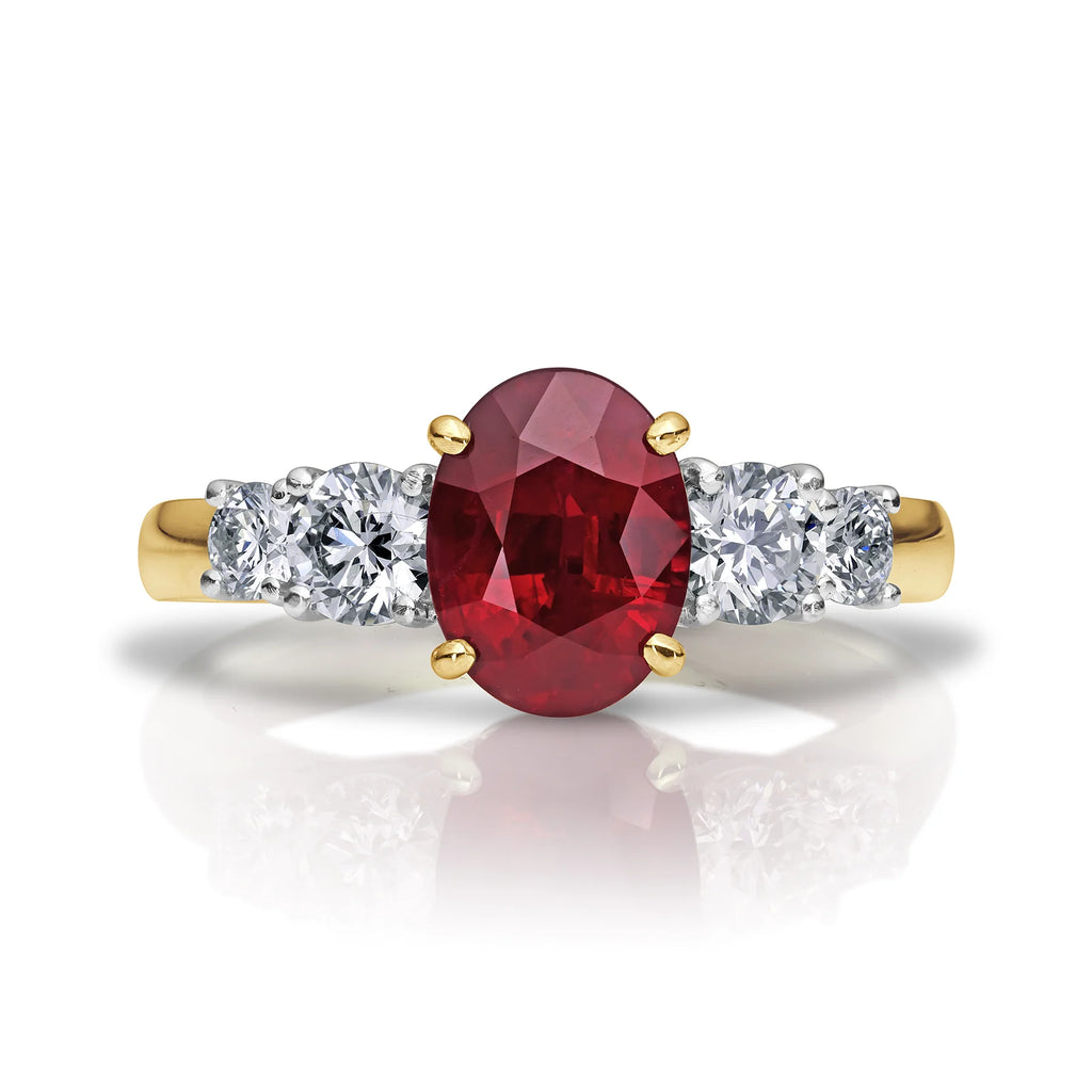 Burmese Ruby Dress Ring - Etta - Two Tone | 18ct White & Yellow Gold – Paul Bram