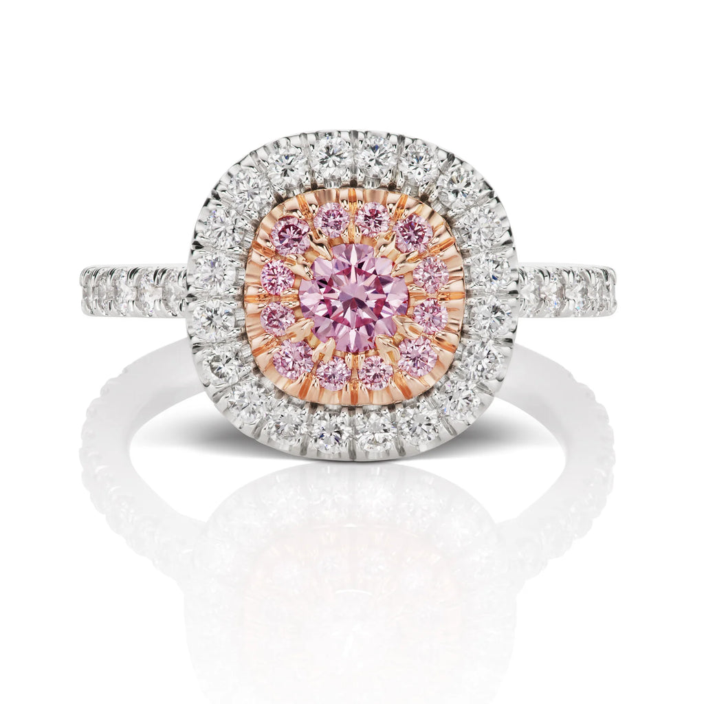 Poppy - Pink Argyle Halo Ring - Two Tone | Platinum & 18ct Rose Gold – Paul Bram