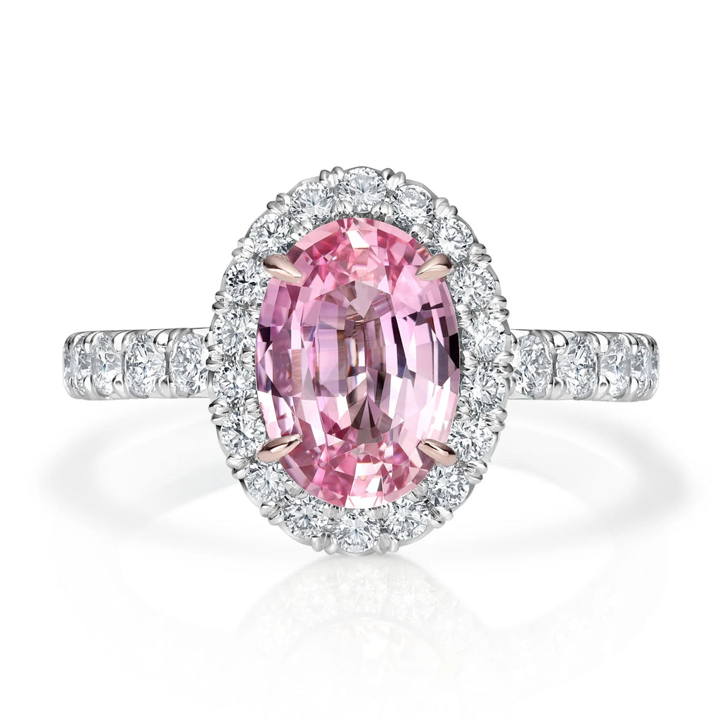Padparadscha Sapphire Halo Ring - Paloma - Platinum – Paul Bram